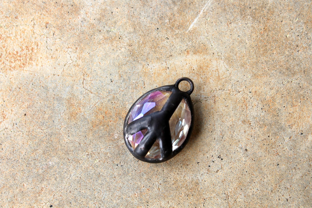 Large Clear/ab Oval Crystal Peace Sign - Etsy