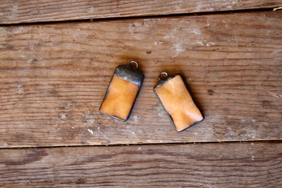 Medium Rectangular Calcite Pendant in Creamsicle - Etsy