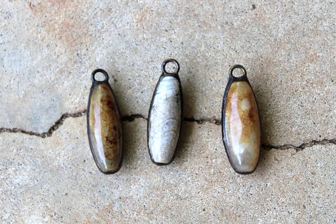 Long Agate Barrel Pendant - Etsy