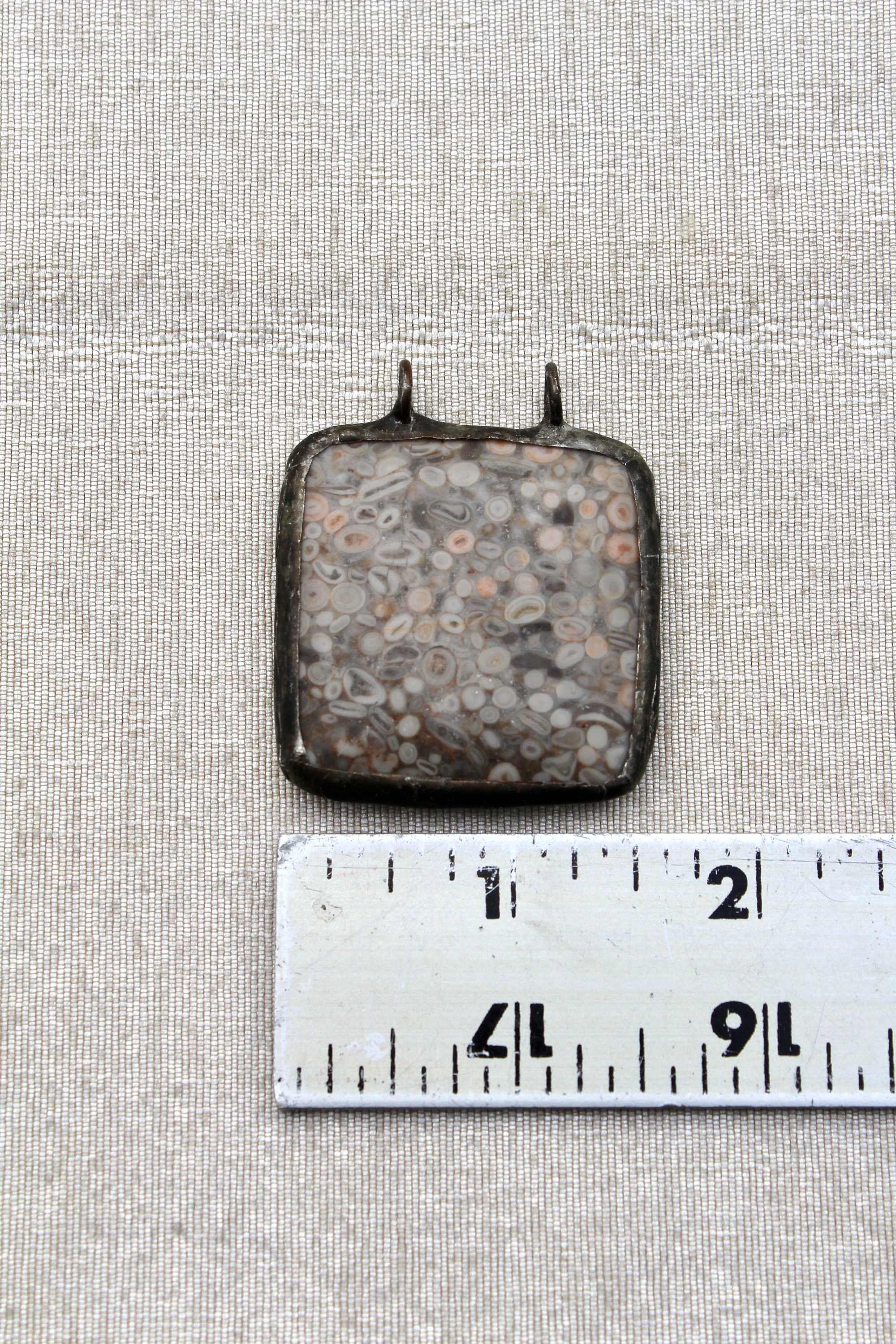 Crinoid Marble 2-ring Square Pendant - Etsy