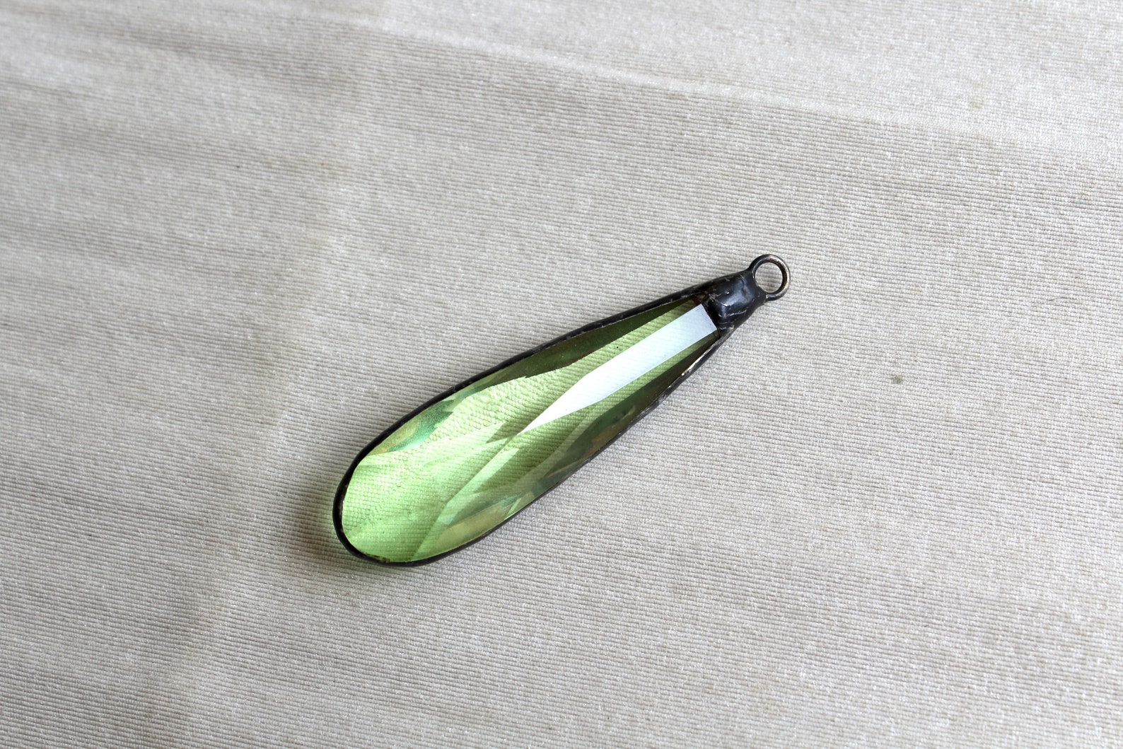 Large Spring Green Elongated Teardrop Pendant | Etsy
