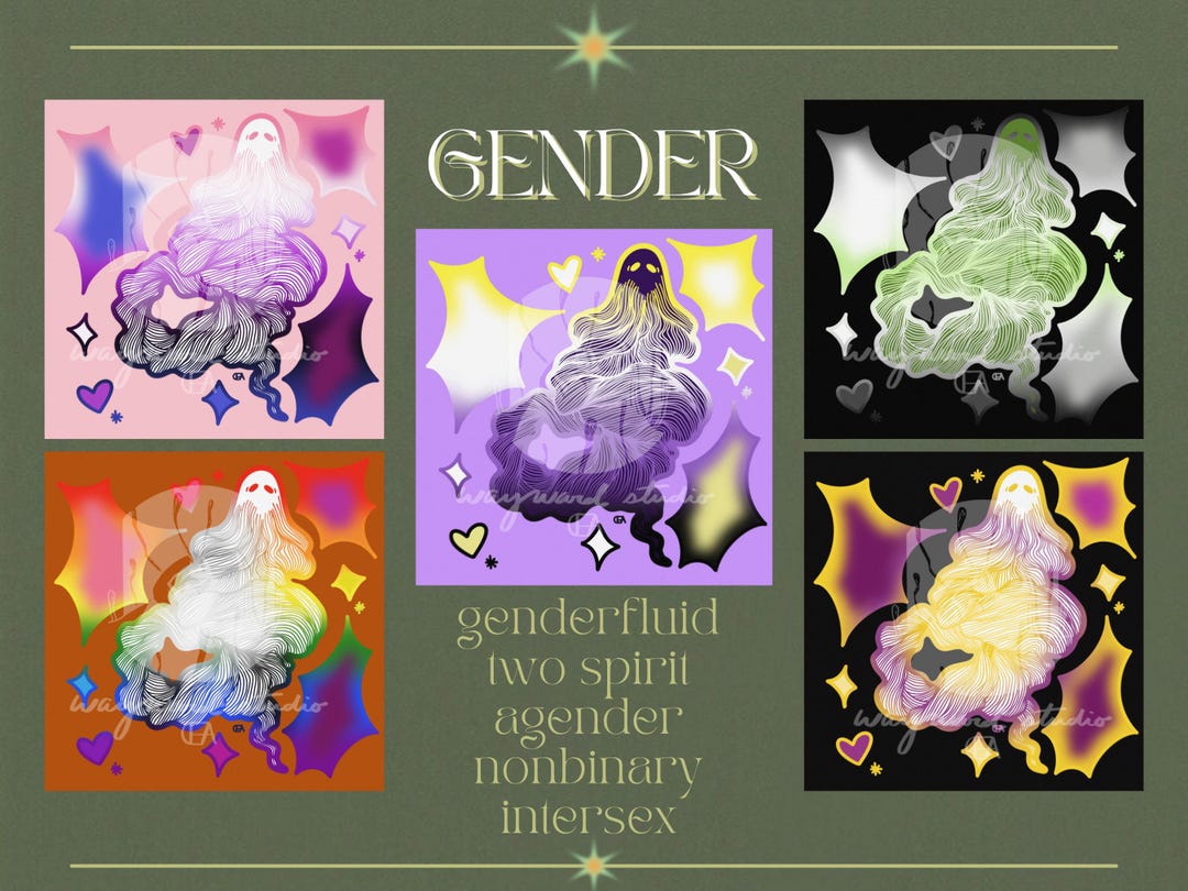 Pride Ghosts | Genders | Mini Prints | Genderfluid, Two-spirit, Agender, Non-binary, Intersex - Etsy