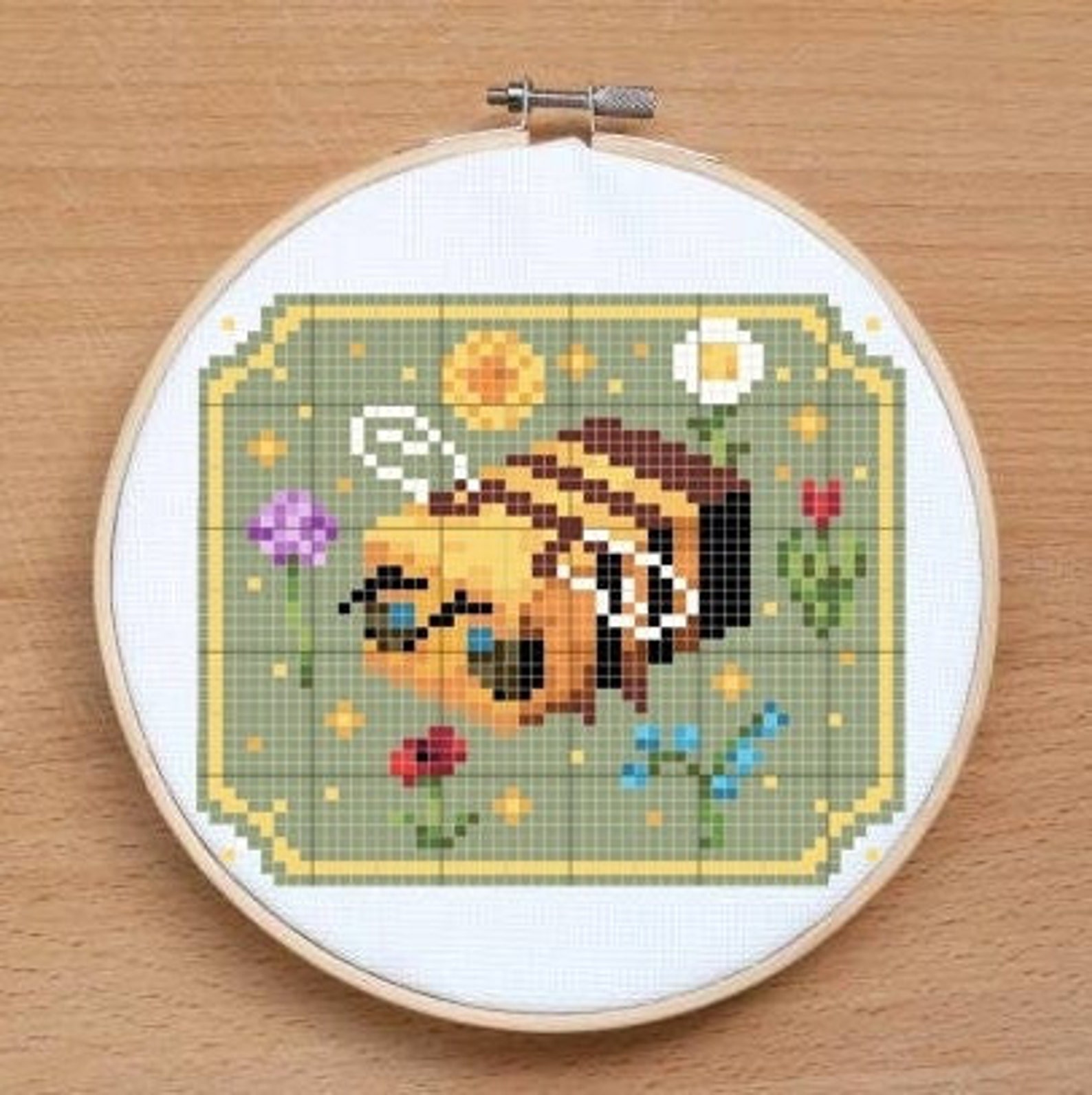 Minecraft Bee & Flowers Digital Cross-stitch Pattern - Etsy
