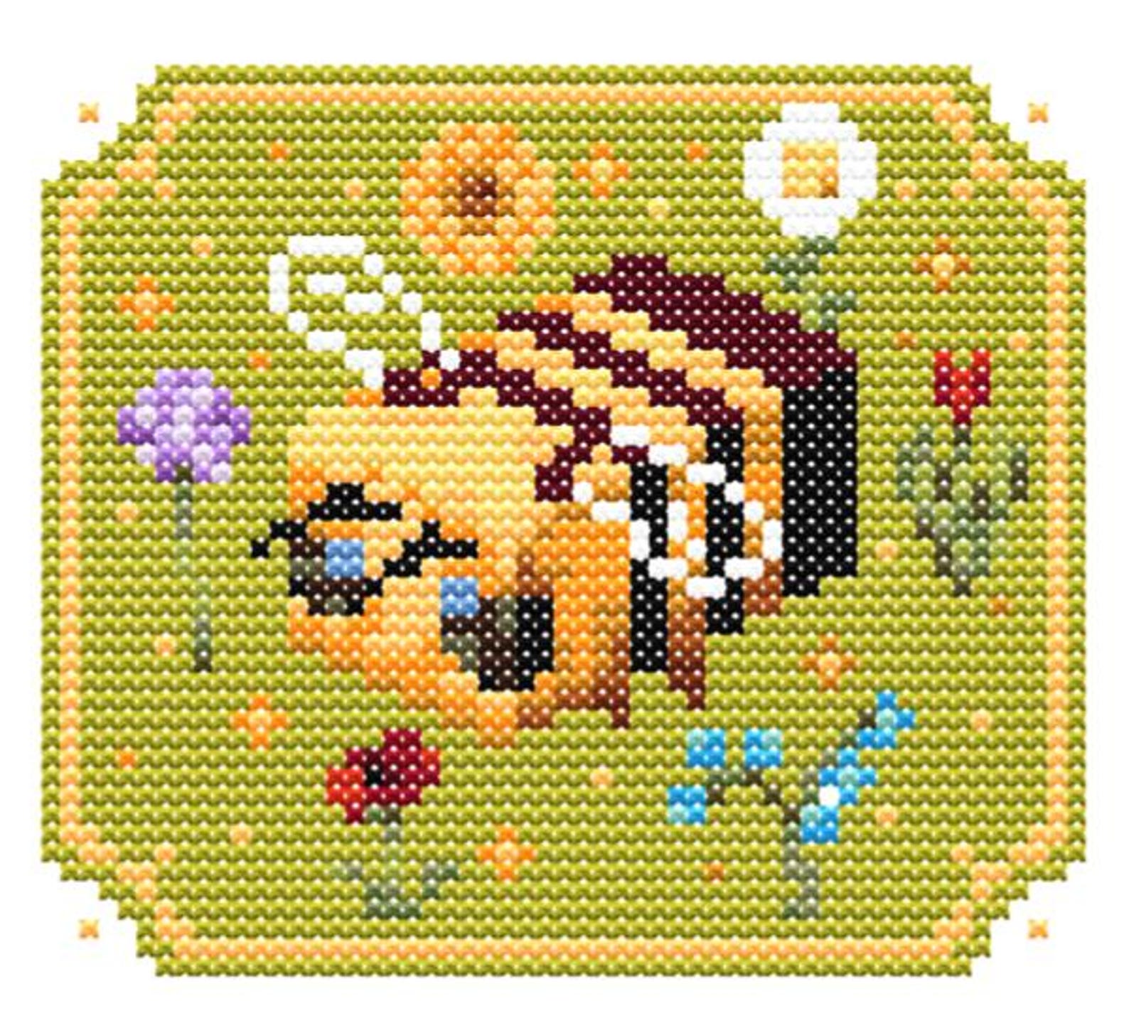 Minecraft Bee & Flowers || Digital Cross-stitch Pattern - Etsy