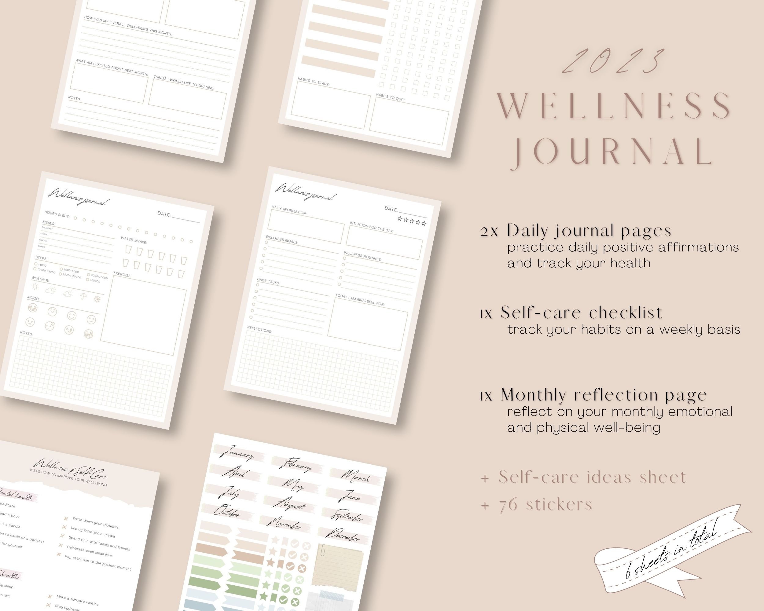 Wellness Journal, Self-care Daily Planner, Mental Health, Self-love ...