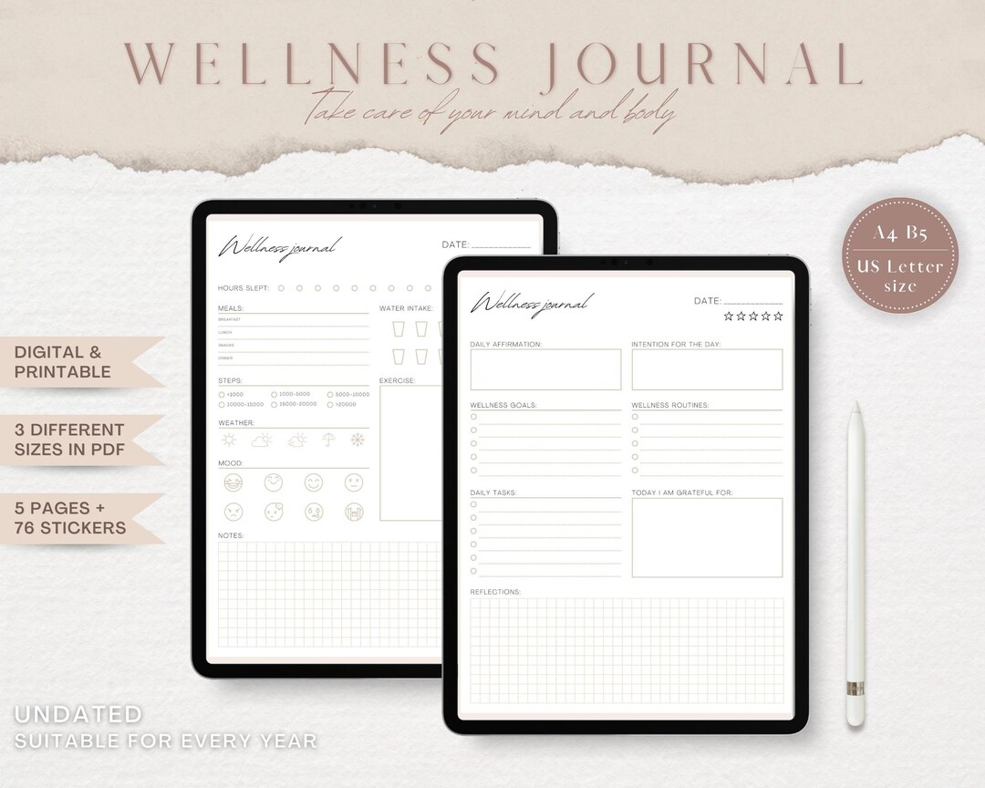 Wellness Journal, Self-care Daily Planner, Mental Health, Self-love ...
