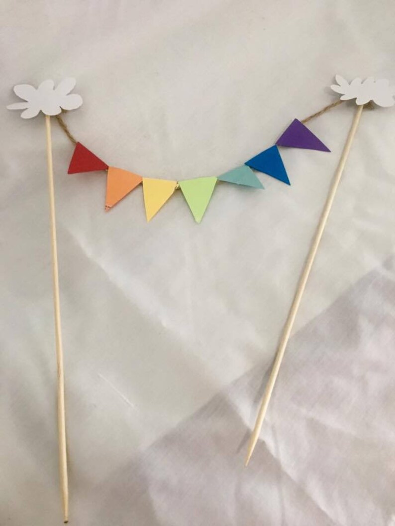 Rainbow Themed Paper Banner Cake Topper - Etsy