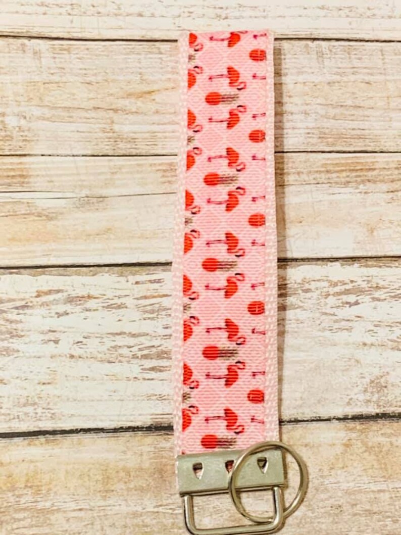 Flamingo Themed Key Fob/key Fob/key Fob Key | Etsy