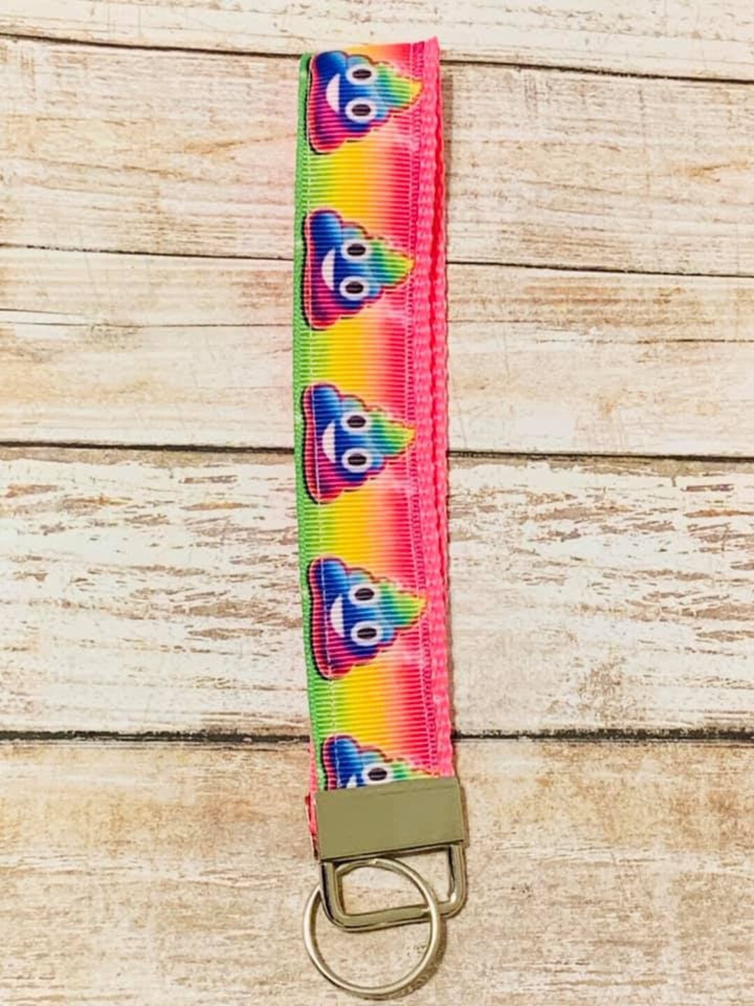 Poop Emoji Themed Key Fob/key Fob/key Fob Key Chain/rainbow Poop Emoji ...