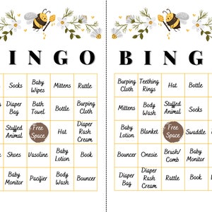 Bay-bee Shower Bee Bingo Game 24ct Bee Themed Baby Shower Bingo Boards ...