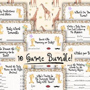 Baby Giraffe Themed Shower Games Bundle Giraffes Pattern Games for Baby ...