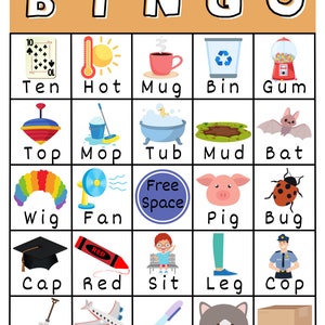 CVC Reading Practice Bingo Game for Preschool or Elementary Students ...