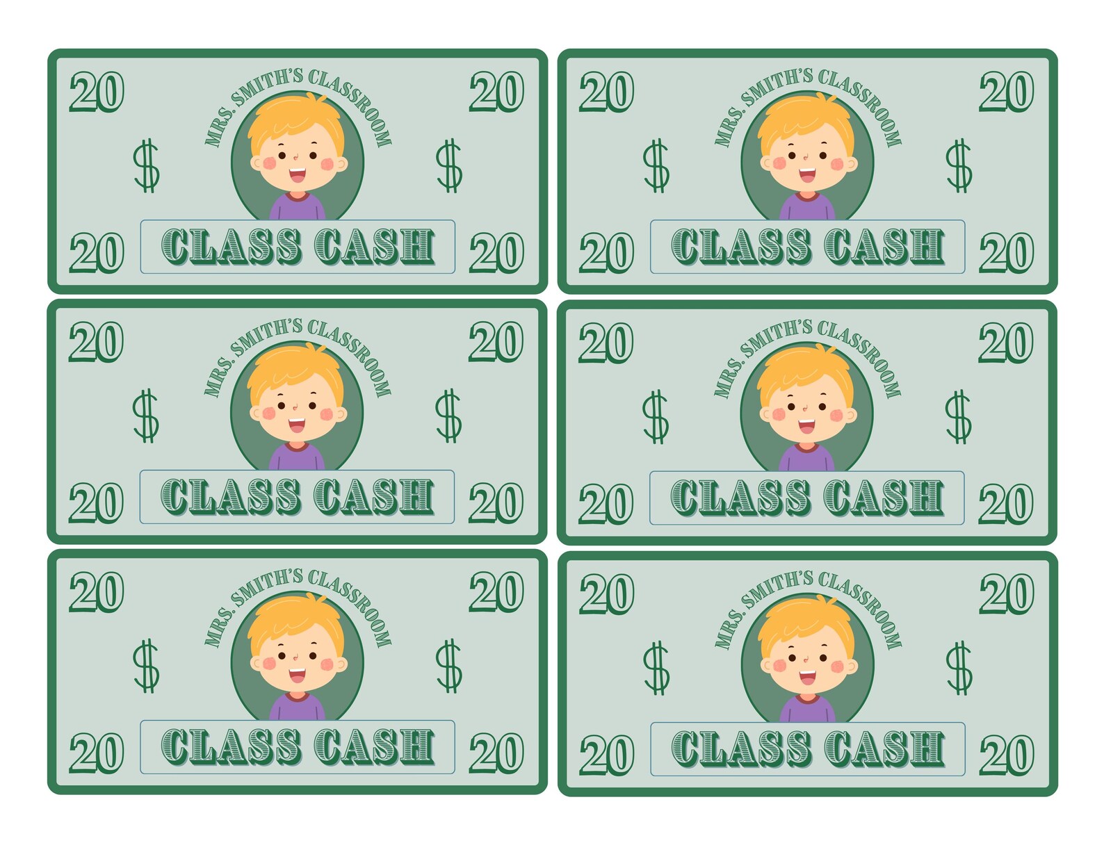 Editable Classroom Cash Template With Kid-themed Money - Etsy
