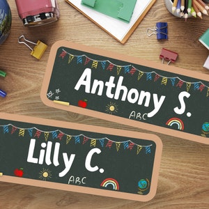 Black and White Chalkboard Themed Name Tags for Elementary Classroom ...