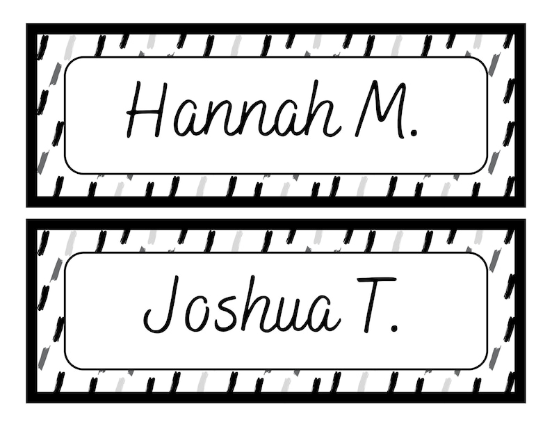 Editable Black and White Student Name Tags Template in 5 Styles ...