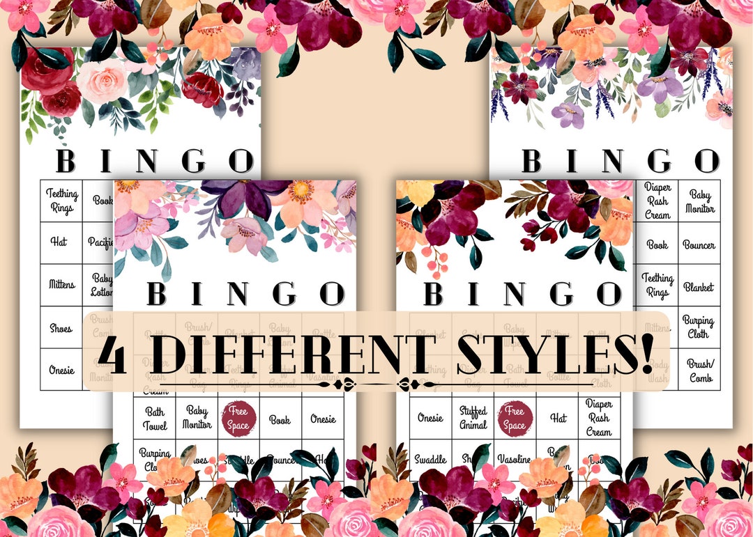 Baby is Blooming Baby Shower Bingo Cards 24 Prefilled Baby Bingo ...