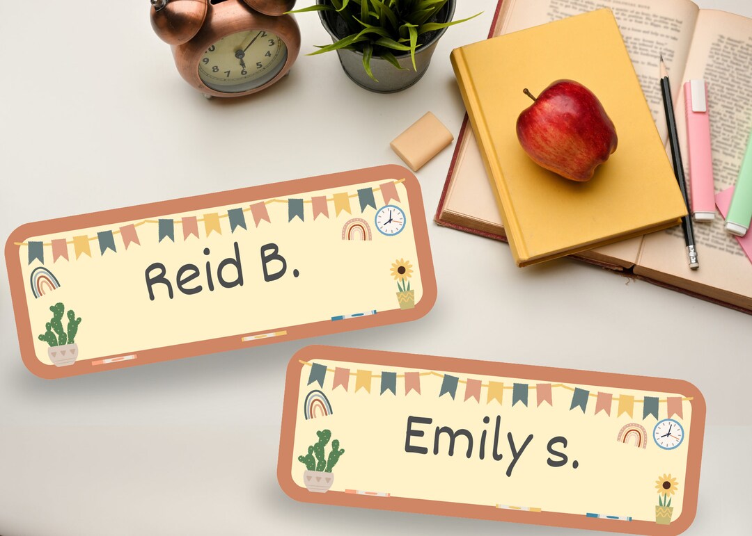 Muted Rainbow Name Tags for Student Desks Boho Classroom Themed Decor ...