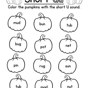 Fall Themed Short Vowel Practice Coloring Worksheets and Color by Vowel ...