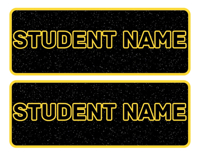 Editable Outer Space Gold and Black With Stars Name Tags for Classroom ...