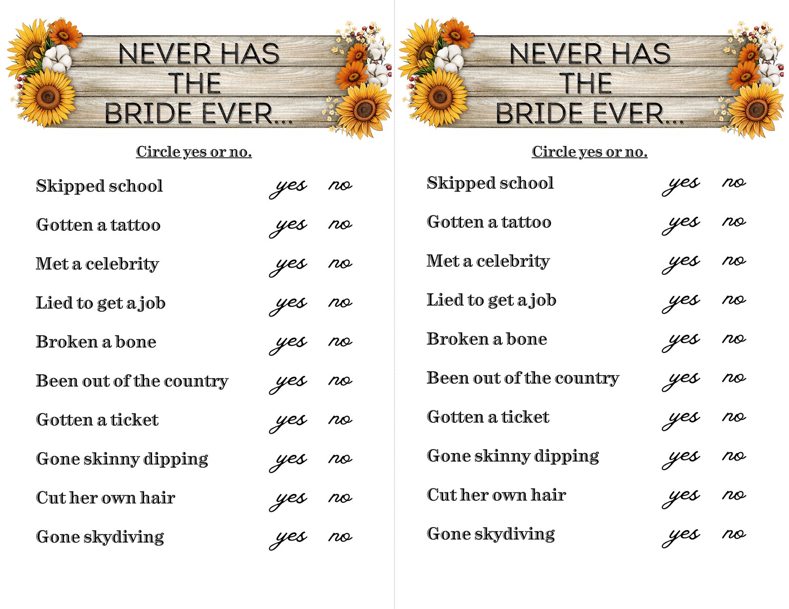 Rustic Fall Themed Signs Bridal Shower Game Bundle Wooden Farm Sign ...