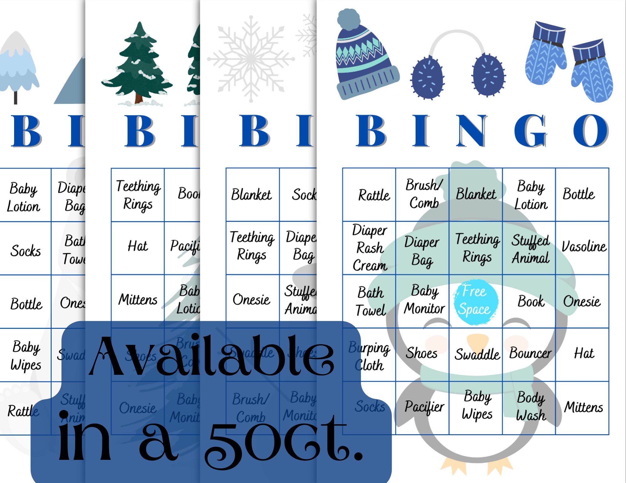 Baby Shower Bingo Games Snowy Winter Themed Prefilled 24 Game - Etsy