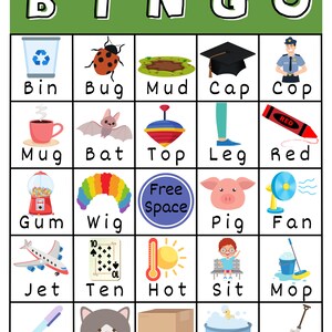 CVC Reading Practice Bingo Game for Preschool or Elementary Students ...