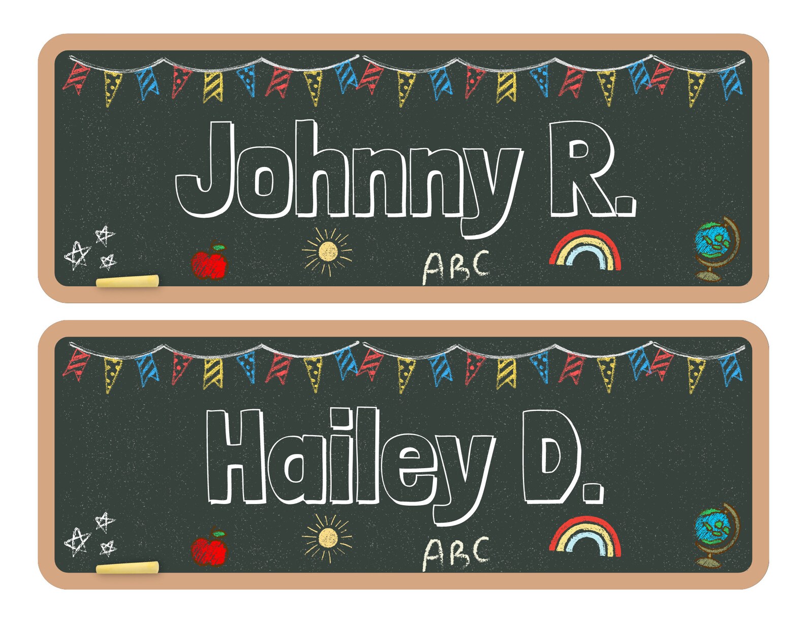 Black and White Chalkboard Themed Name Tags for Elementary Classroom ...