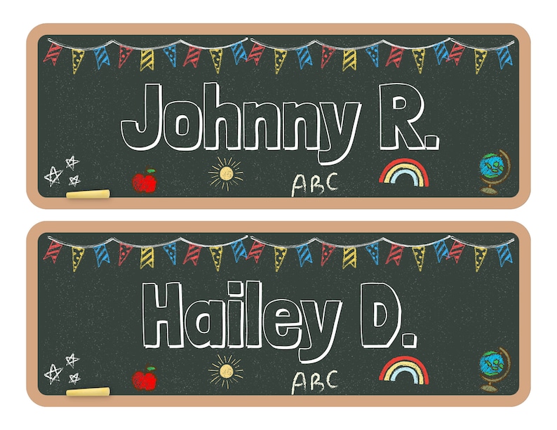 Black and White Chalkboard Themed Name Tags for Elementary Classroom ...