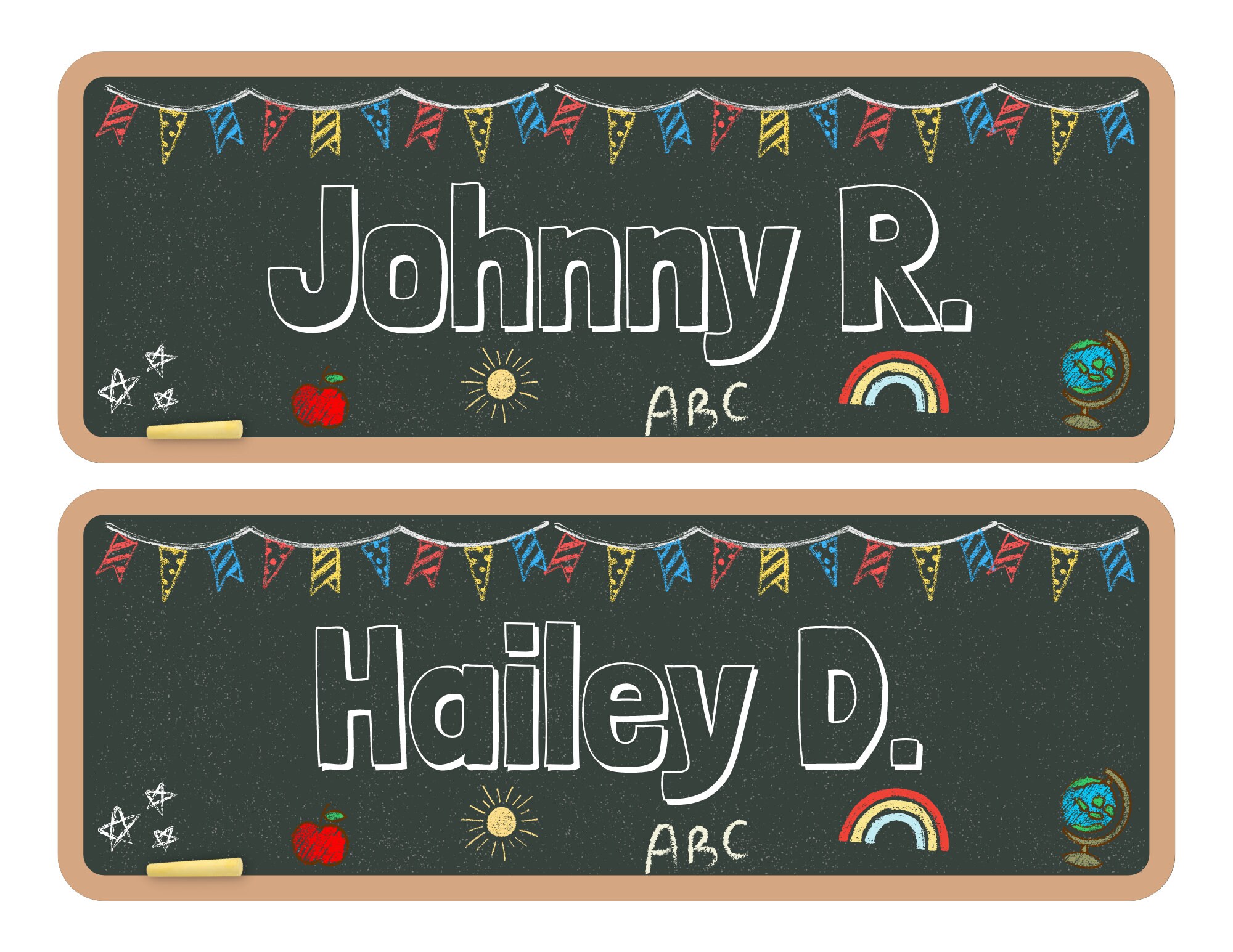 Black and White Chalkboard Themed Name Tags for Elementary Classroom ...