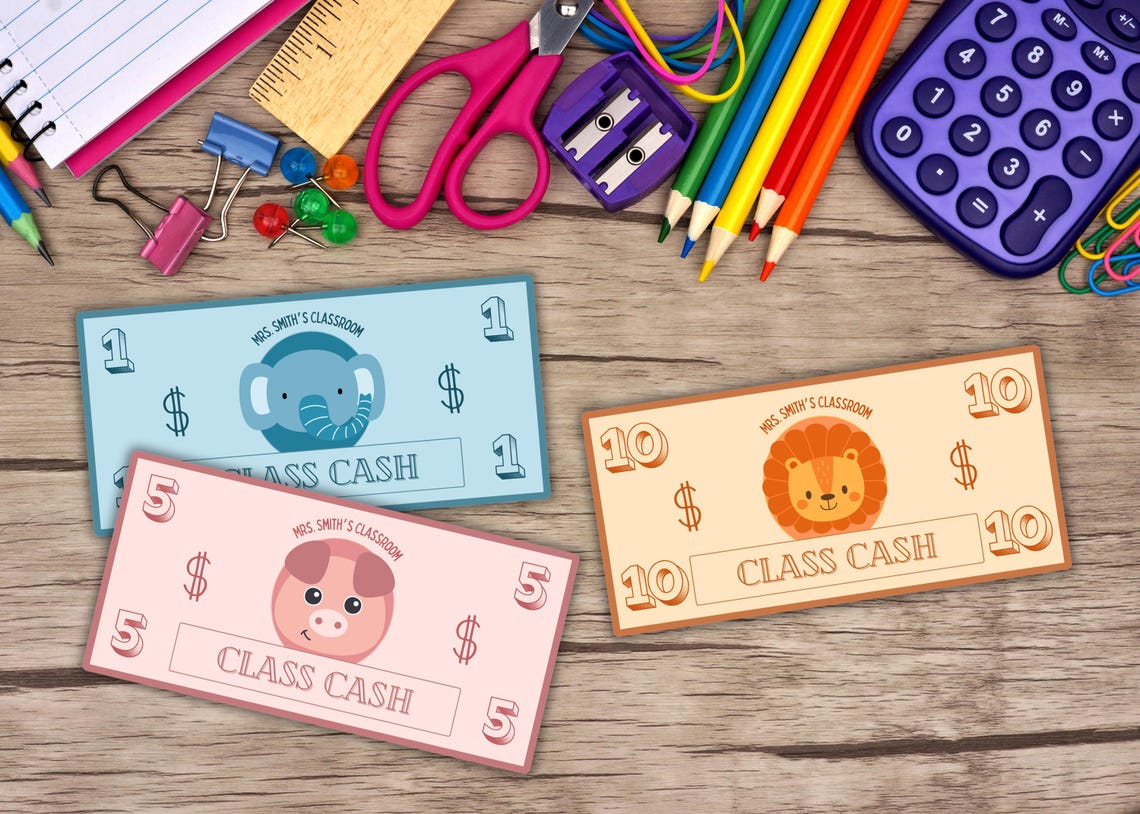 Editable Animal-themed Class Cash Rainbow Colored Classroom Currency ...