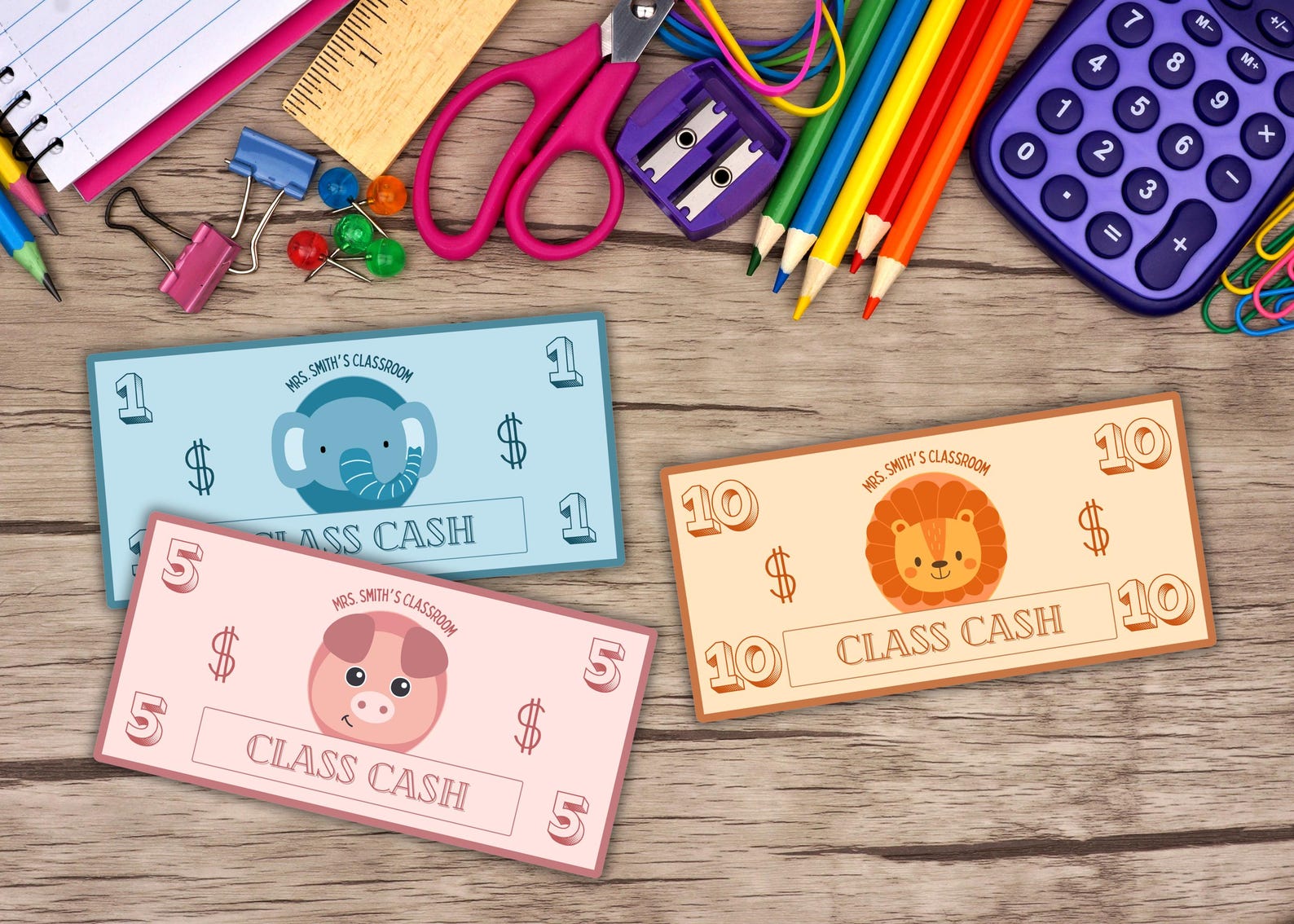 Editable Animal-themed Class Cash Rainbow Colored Classroom Currency ...