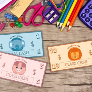 Editable Animal-themed Class Cash Rainbow Colored Classroom Currency ...