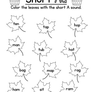 Fall Themed Short Vowel Practice Coloring Worksheets and Color by Vowel ...