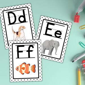 Black and White Alphabet Posters With Pictures for Elementary or ...