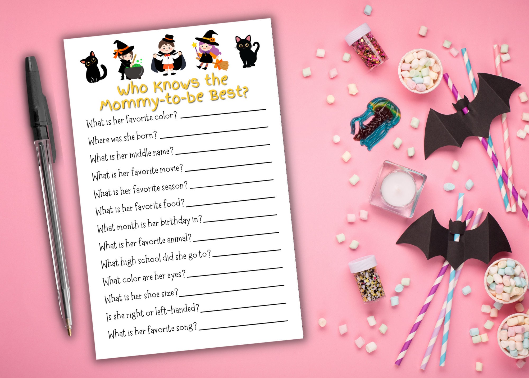 10 Halloween Themed Baby Shower Games Fun Fall Game Set in 5 Styles for ...