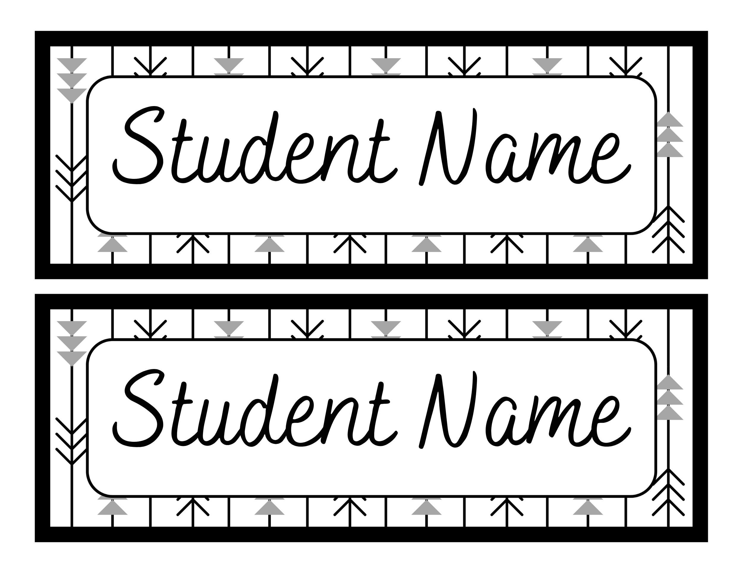 Editable Black and White Student Name Tags Template in 5 Styles ...