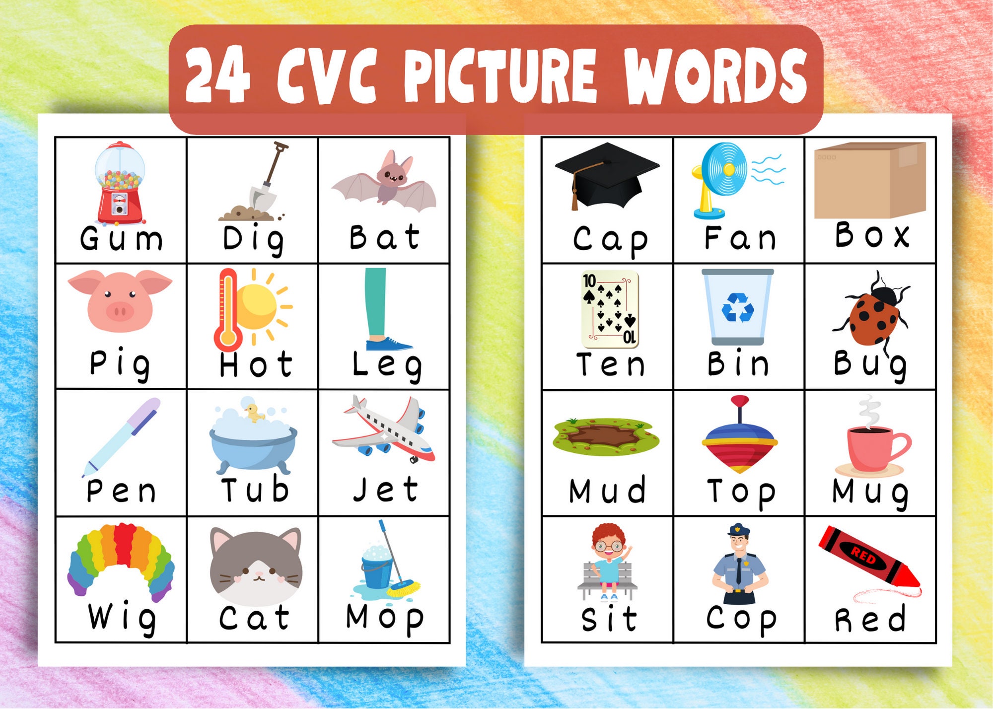 CVC Reading Practice Bingo Game for Preschool or Elementary Students ...