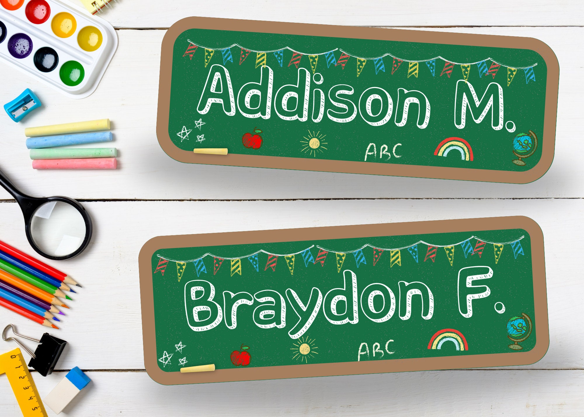 Cute Simple Chalkboard Theme Name Tag Template 3 Different Fonts ...