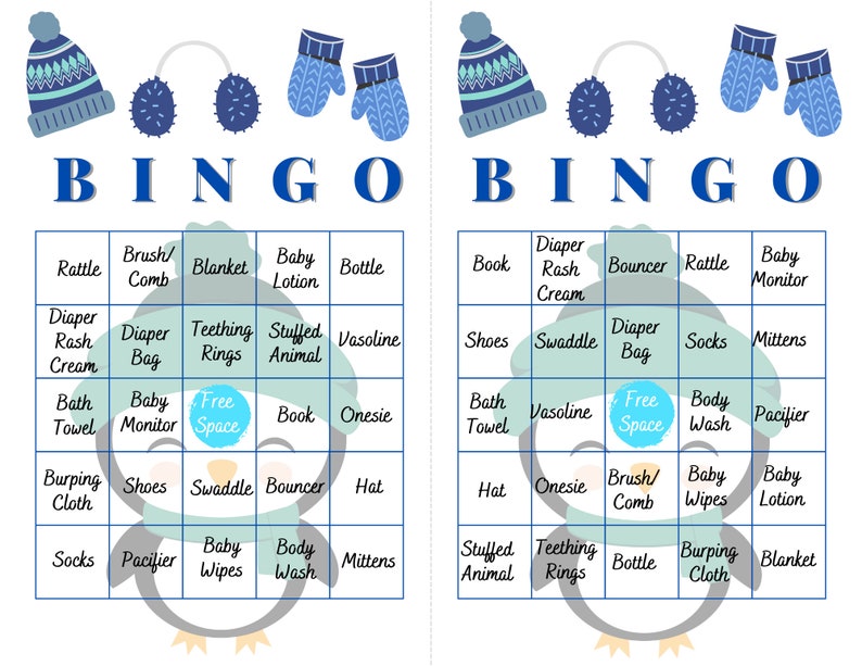 Baby Shower Bingo Games Snowy Winter Themed Prefilled 24 Game - Etsy