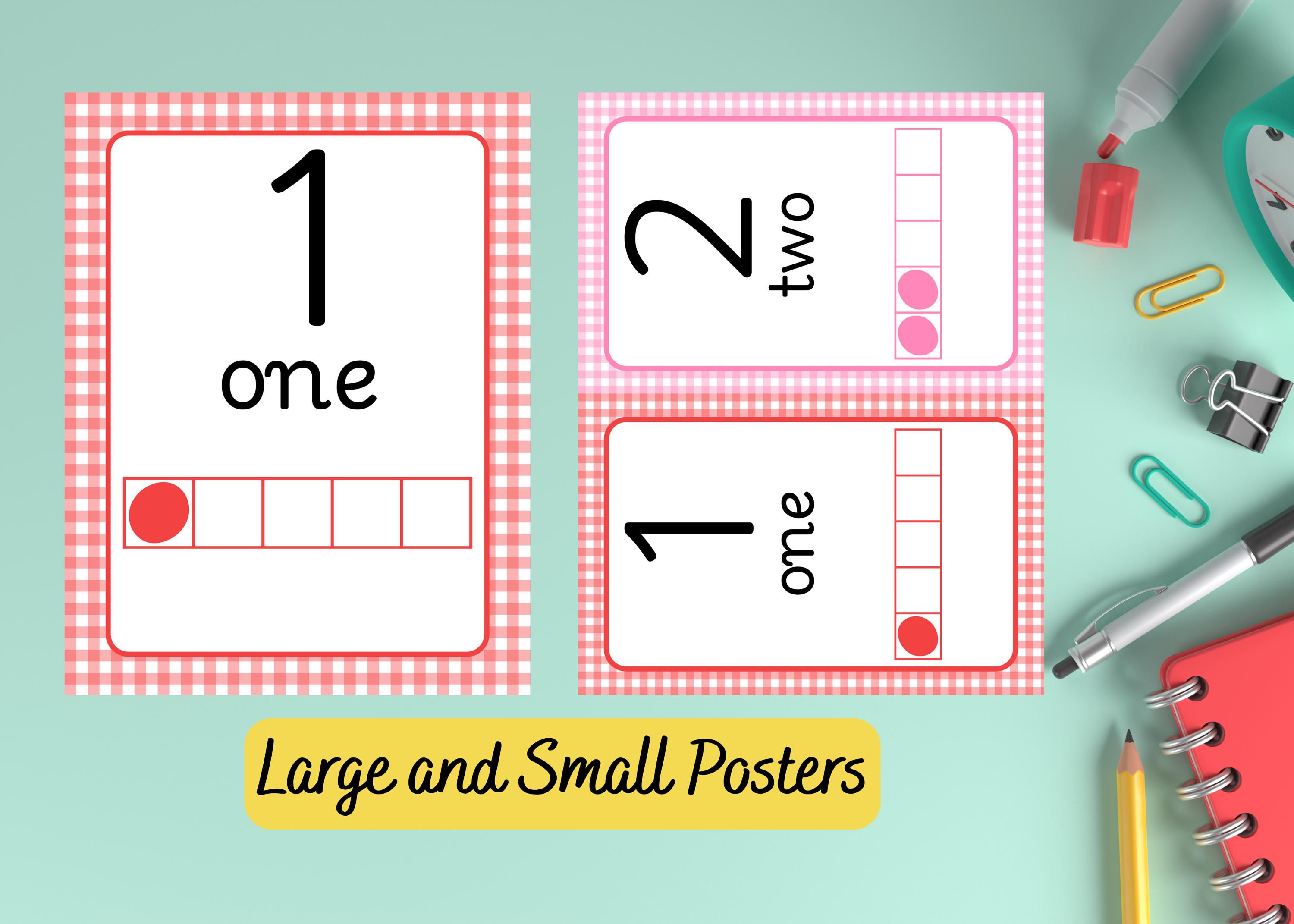 Rainbow Gingham Number Posters for Elementary Classroom Colorful Class ...