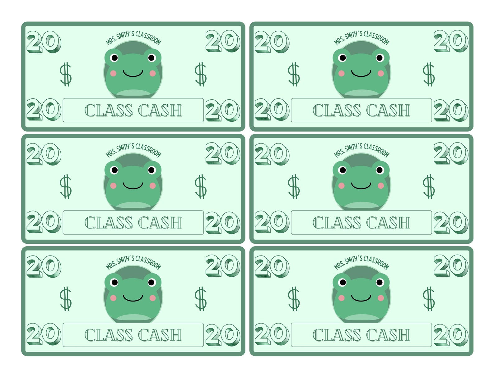 Editable Animal-themed Class Cash Rainbow Colored Classroom Currency ...