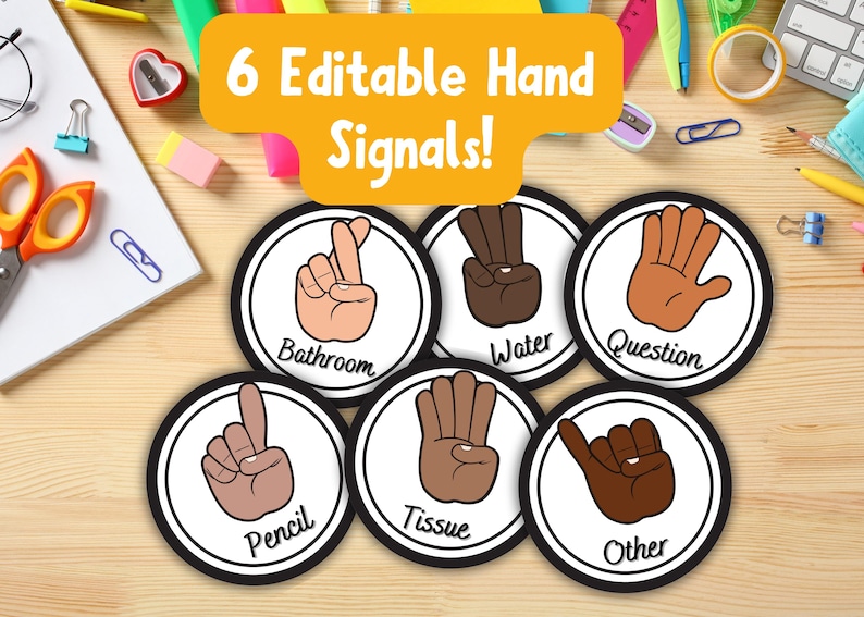 Editable Student Hand Signals for Classroom Management Procedures ...