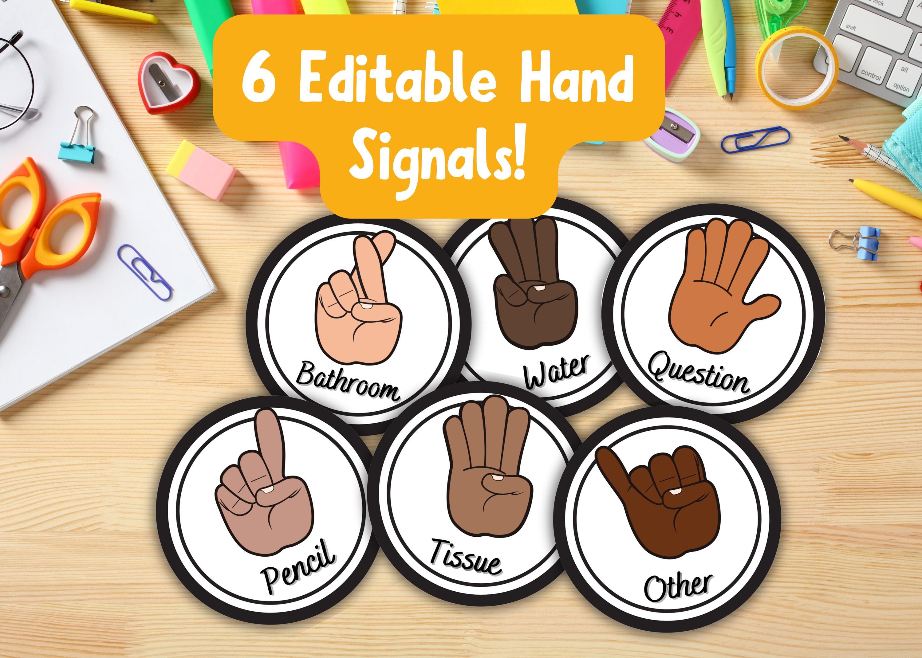 Editable Student Hand Signals for Classroom Management Procedures ...