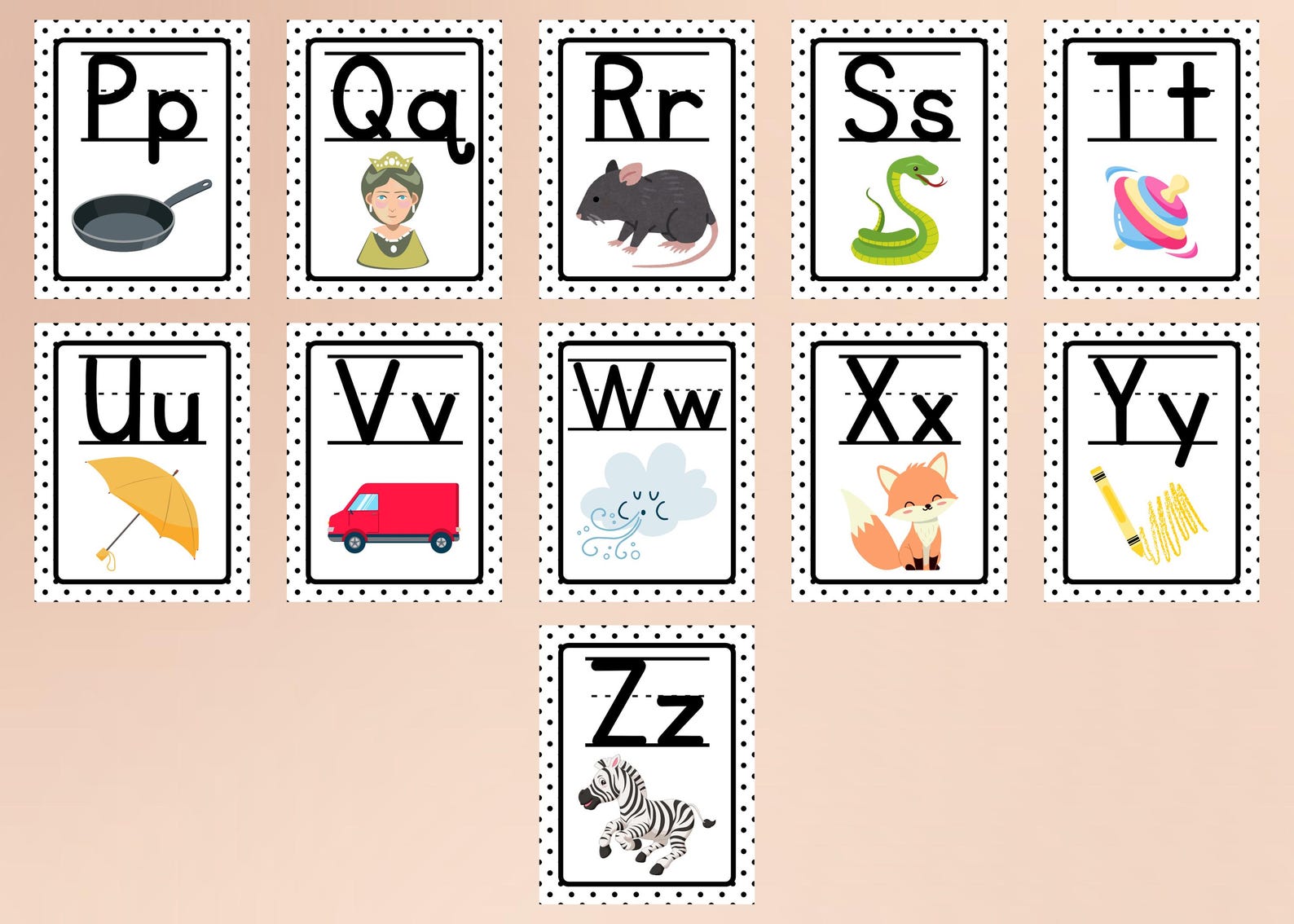 Black and White Alphabet Posters With Pictures for Elementary or ...