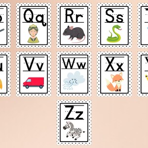 Black and White Alphabet Posters With Pictures for Elementary or ...