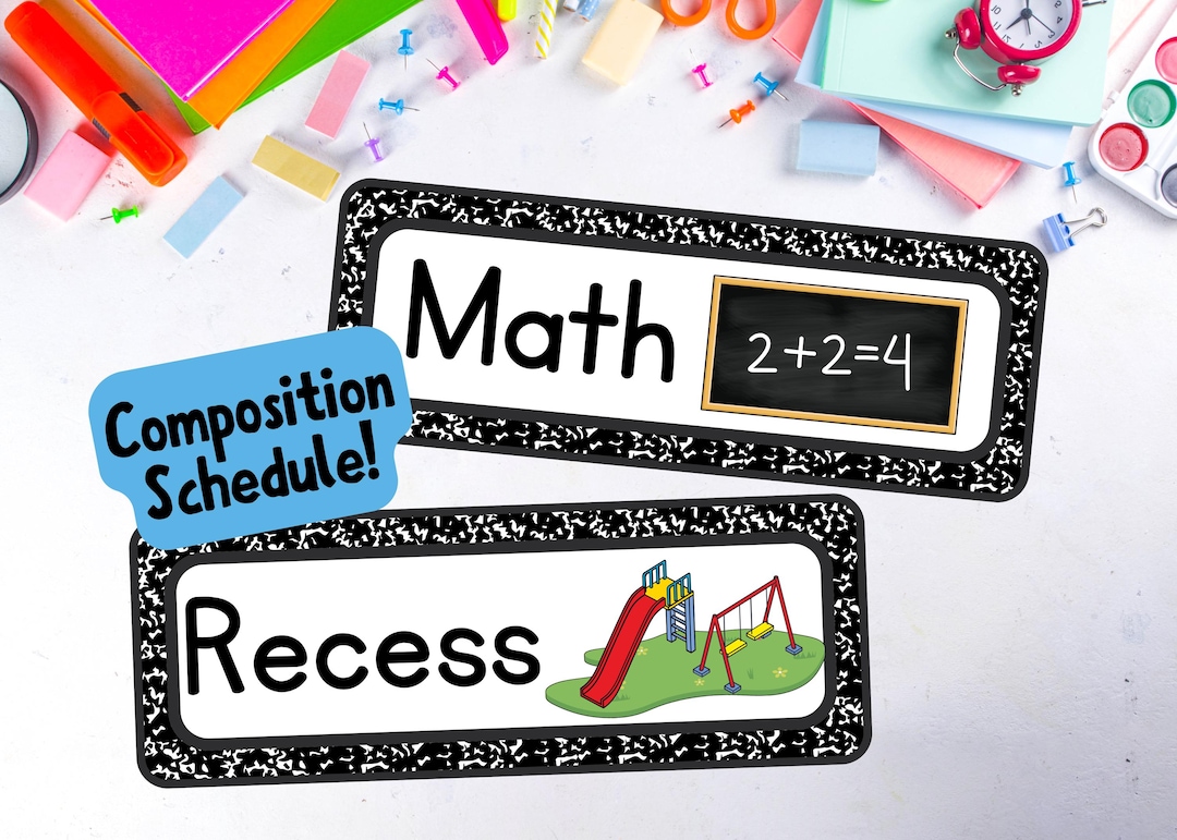 Composition Book Daily Classroom Schedule Visual Routine Cards Black ...