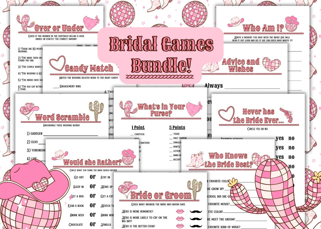 Her Last Rodeo Disco Bridal Shower Themed Games Pink Country Girl Bride ...