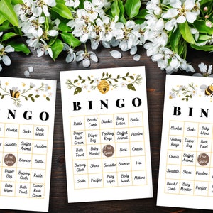 Bay-bee Shower Bee Bingo Game 24ct Bee Themed Baby Shower Bingo Boards ...