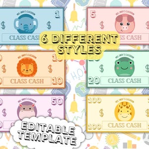 Editable Animal-themed Class Cash Rainbow Colored Classroom Currency ...