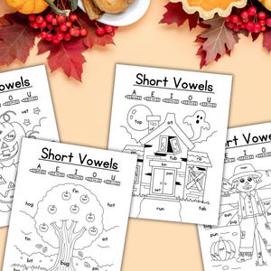 Fall Themed Short Vowel Practice Coloring Worksheets and Color by Vowel ...